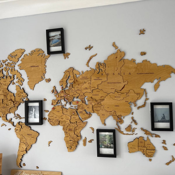 3D Wooden World Map, Wall Art Decor, Office Decor, Housewarming and ...