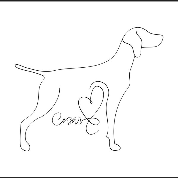 Personalised Hungarian Vizsla Dog Black White Digital Print ...