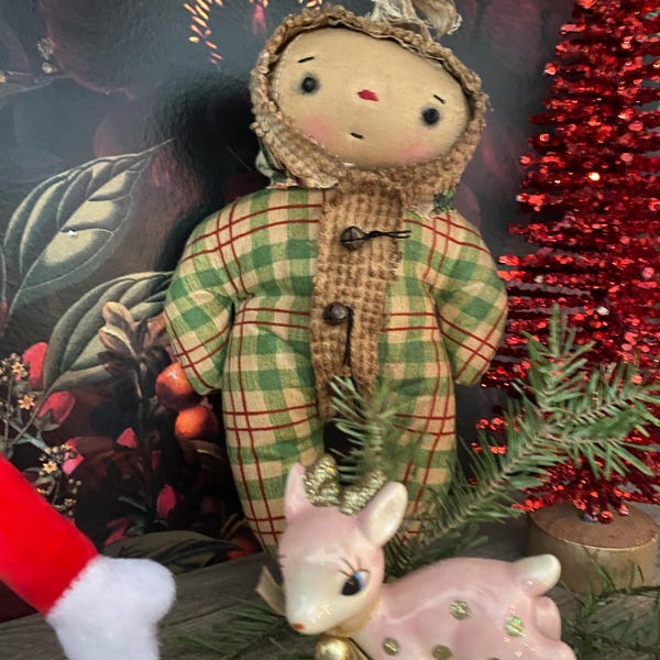 Primitive Santa Baby Doll “mistletoe” - Etsy