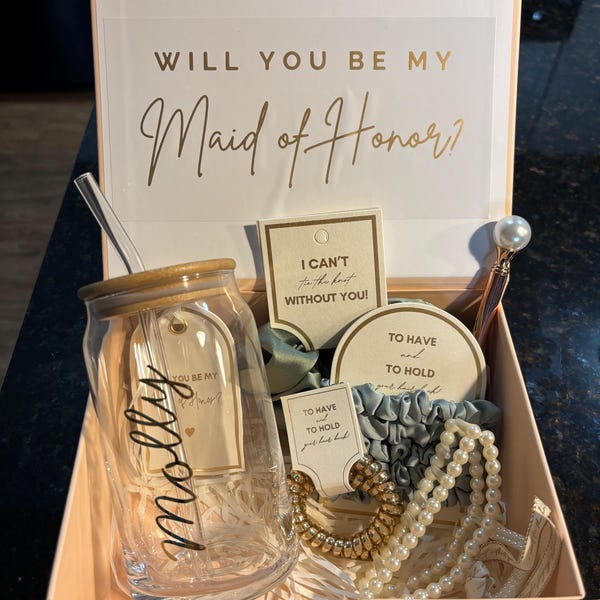 Personalized Bridesmaid Proposal Box: Hair Accessories Gift Set - Etsy