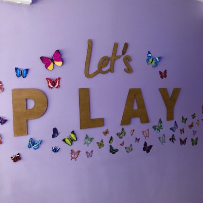 Let's PLAY Wall Sign Children's Playroom Decor Bedroom, Nursery ...