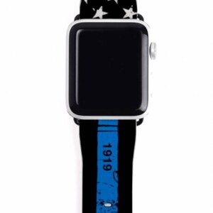 Thin Blue Line Apple Watch Band, Police Watch Band, Faux Leather Watch ...