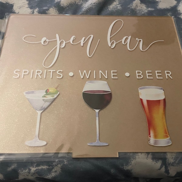 Open Bar Sign - Open Bar for Wedding - Bar Menu Sign, Wedding Open Bar ...