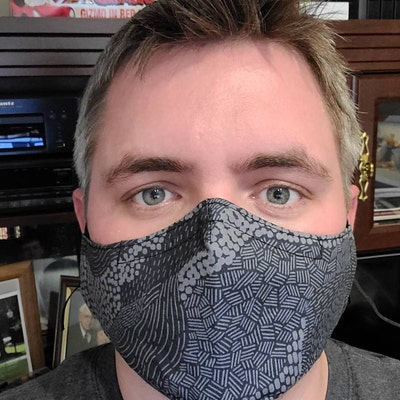 Men's Face Mask Black Face Mask for Man Textured Premium Triple Layer ...