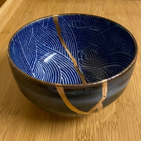 Kintsugi Bowl, Kintsugi Stary Blue Constellation Bowl , Handmade ...