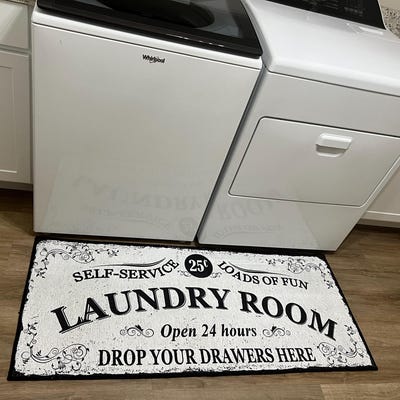 DRAW Soft Woven Rugs, 24x56 Laundry Room Rug, Funny Non Skid Rubber ...