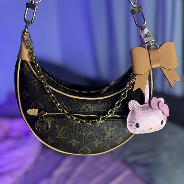 Handcrafted Vachetta Leather Bow Bag Charm- Natural Vachetta or ...