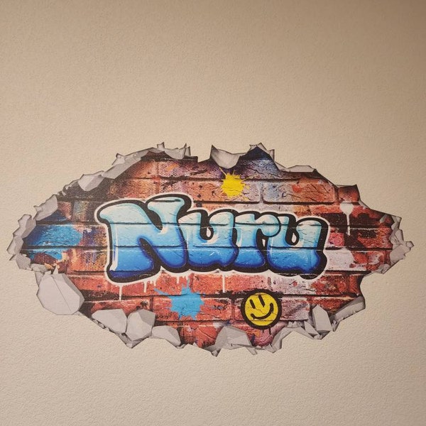 Personalised 3D Cracked Wall Effect Graffiti Wall Art Decal/sticker - Etsy