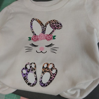 Easter Svg, Floral Leopard Print Bunny Face Ears Feet Cheetah Print SVG ...