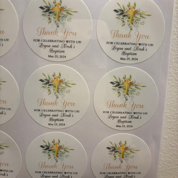 Baptism Stickers, Greenery Baptism Stickers, Baptism Favor Stickers ...