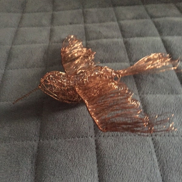 Copper Wire Hummingbird Sculpture Ornament Handmade Gift Wrapped ...