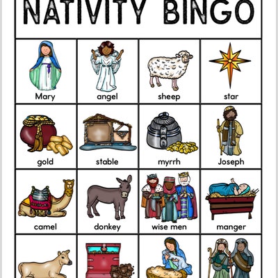 Nativity Bingo Game Christmas or Advent Activity Religious Education ...