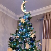 Crescent Moon Christmas Tree Topper – Silver and Gold Mirror Acrylic ...