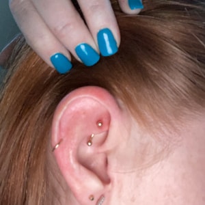 14k Solid Gold Belly Button Ring Navel Piercing Round Two Balls Bar ...