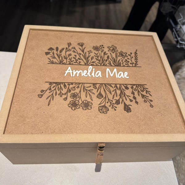 Custom Name Box,name Cut Out,large Personalised Engraved Wooden Box ...