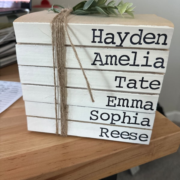 Books With Names, Stamped Books, Decorative Books, Shelf Decor ...