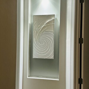 Original 3D White Minimalist Textured Wall Art Triptych Ocean Wave Painting on Canvas Neutural ...