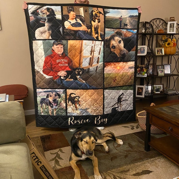 Custom Photo Quilt, Photo Quilt, Memory Quilt,dog Quilt,dog Mom,dog ...