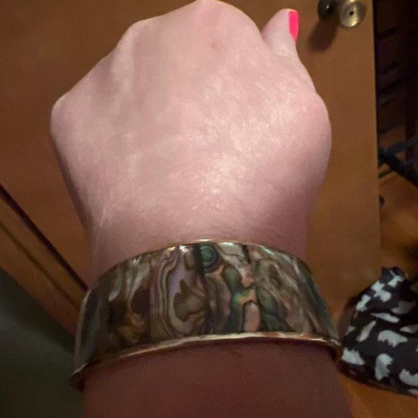 Vintage Abalone Latch Bangle Bracelet - Etsy