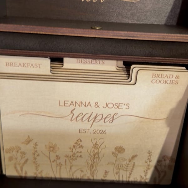 Heirloom Family Recipe Box Personalized Wooden Recipe Card Box 4x6 5x7 ...