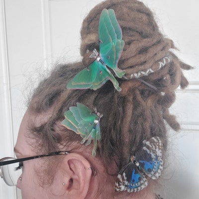 Silk Luna Moth Hair Clips With 3d Double-layer Wings Hair Accessories ...