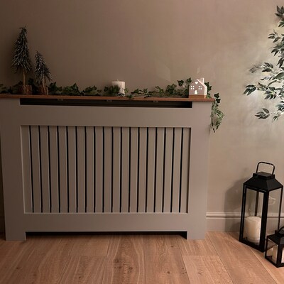 Solid Oak Top Grey Radiator Cover Custom Fit UK - Etsy