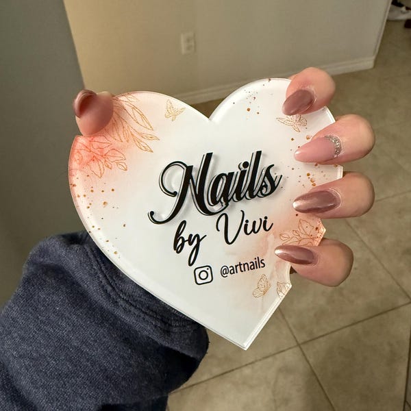 New! Custom Nail Logo| 3D Acrylic Nailfie Photo Prop, Nail Technician ...