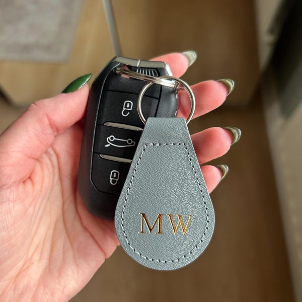 Personalised Leather Keyring Key Fob With Initials. Monogram Gift for ...