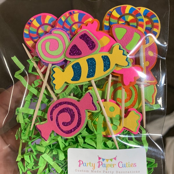 Candy Cupcake Toppers, Candy Land Party Decorations, Willy Wonka ...