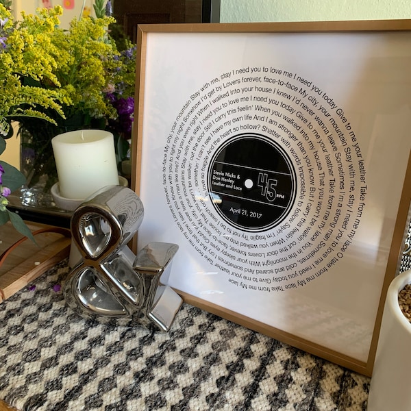 Personalised Favourite Song Lyrics Vinyl Record Print | Unframed ...