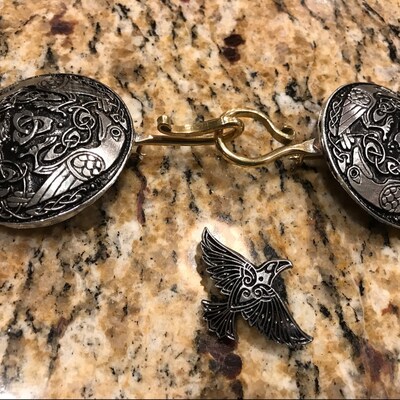 Large Pewter Celtic Raven Cloak Clasp Pin - Etsy