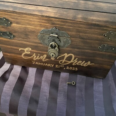 Personalized Wedding Card Box, Wedding Chest With Slot and Lock, Cards ...