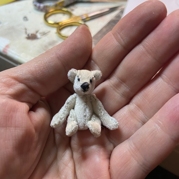 Tiny White Bear Miniature Teddy Bear Kit - Pattern - DIY - by Emily ...