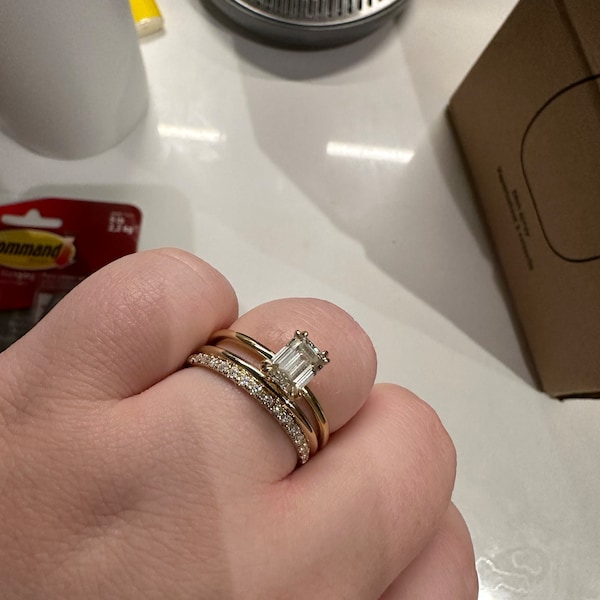 Double Wedding Bands Womens Wedding Ring Set of Two in Solid 14K Gold ...