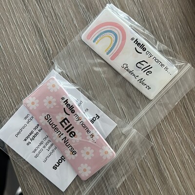 Resin Finish Hello My Name is Rainbow Name Badge Reel Student Nurse ...