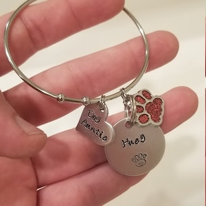 PET HEART BRACELET, Personalized Pet Name Bracelet, Fur Baby Charm ...