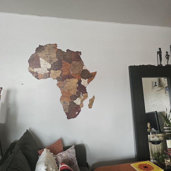 Wooden Africa Map, 3D Africa Travel Map, Carte De Voyage De L'afrique ...