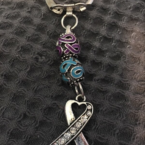 Purple Awareness Keychain - ADD, ADHD, Alzheimers, Crohns, Epilepsy ...