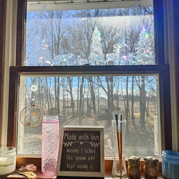 Woodland Animals & Trees Window Clings. Set of 10. Sun Catcher. Rainbow ...