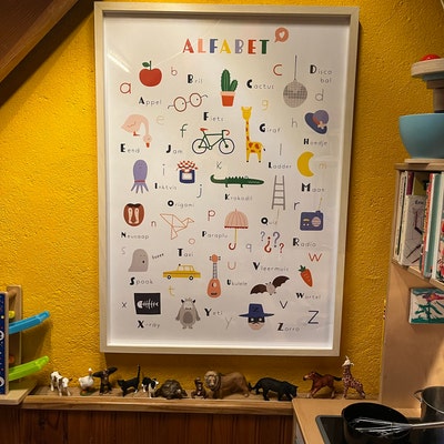 Alphabet poster Dutch ABC print Nederlands Colorful - Etsy Nederland