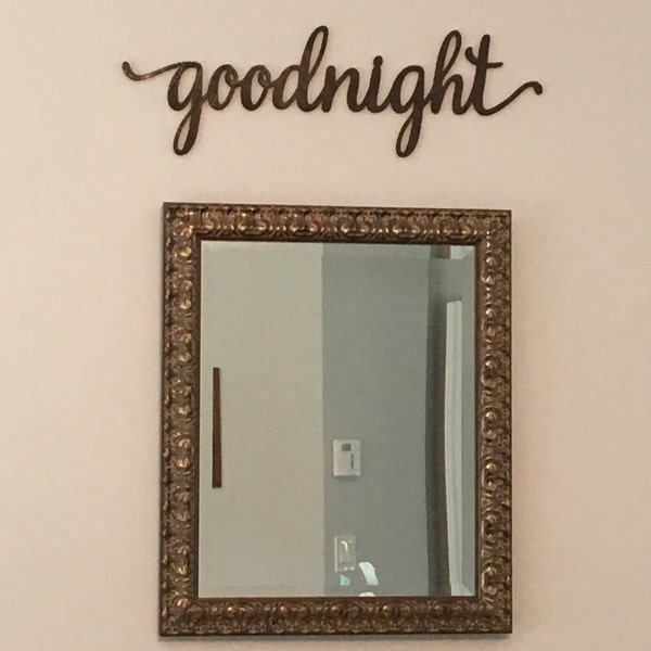 Goodnight Script Word Wood Sign-wood Sign Art, Wood Goodnight ...