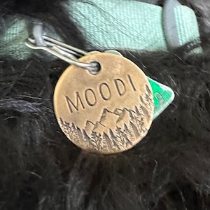 Pet ID Tag, Mountain Trees Dog Tag, Dog Collar Tag, Pet Name Tag, Hand ...