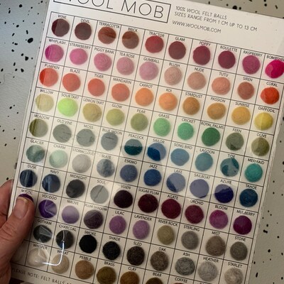Felt Ball Sample Color Cards // Wholesale Mini 1 Cm, Small 2 Cm, Medium ...