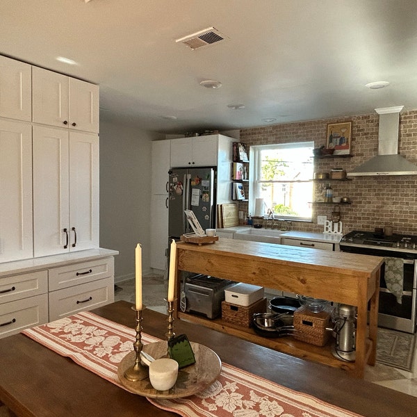 Big Kitchen Work Table/island With Butcher Block or Pine Top. + 3 Big ...