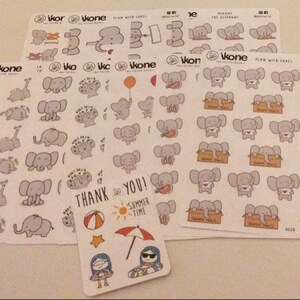 Cute Elephant Planner Stickers, Baby Elephant Printable Stickers for ...