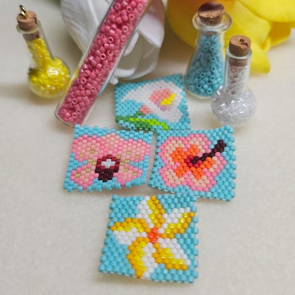 Pattern Diagram Tropical Flower Tiles, English Language, Beading, Odd ...