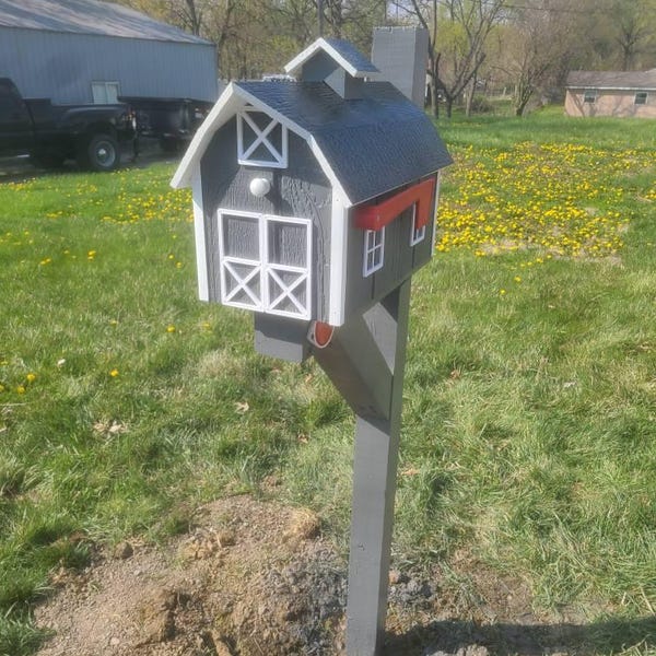 Dutch Barn Amish Handmade Wood Mailbox, Choose Your Color, Amish ...