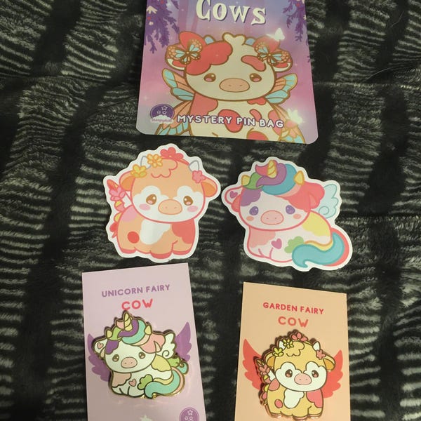 Ice Cream Cow Sticker Set, Kawaii Flavor Cow Vinyl Stickers ...