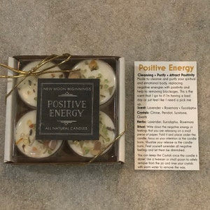 Positive Energy Candles Crystal & Herb Candle Soy Aromatherapy Candle W ...