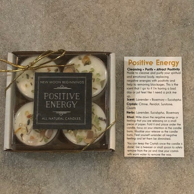 Positive Energy Candles Crystal & Herb Candle Soy Aromatherapy Candle W ...